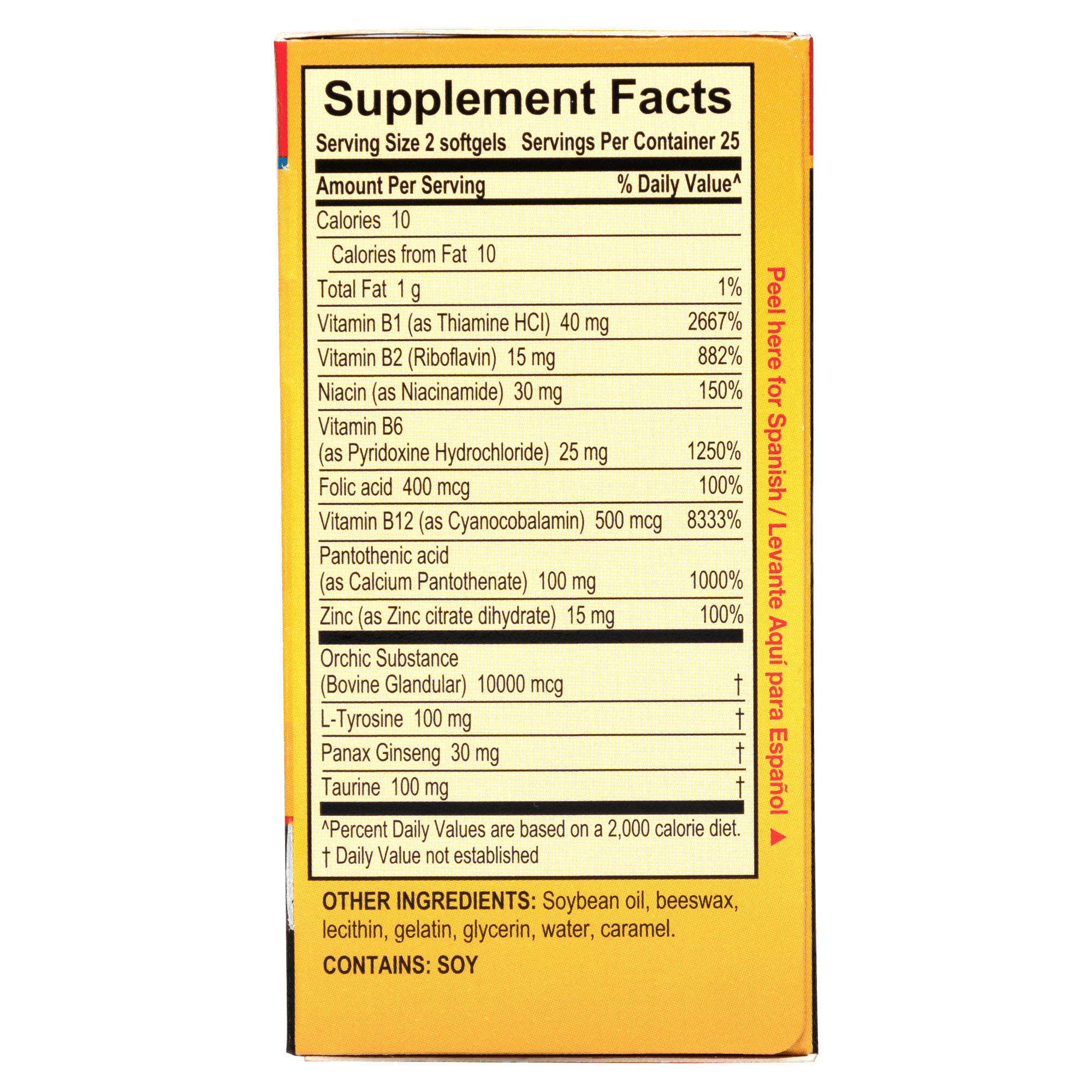 Super Macho® Dietary Supplement with High Potency B Vitamins, 50 Softgels