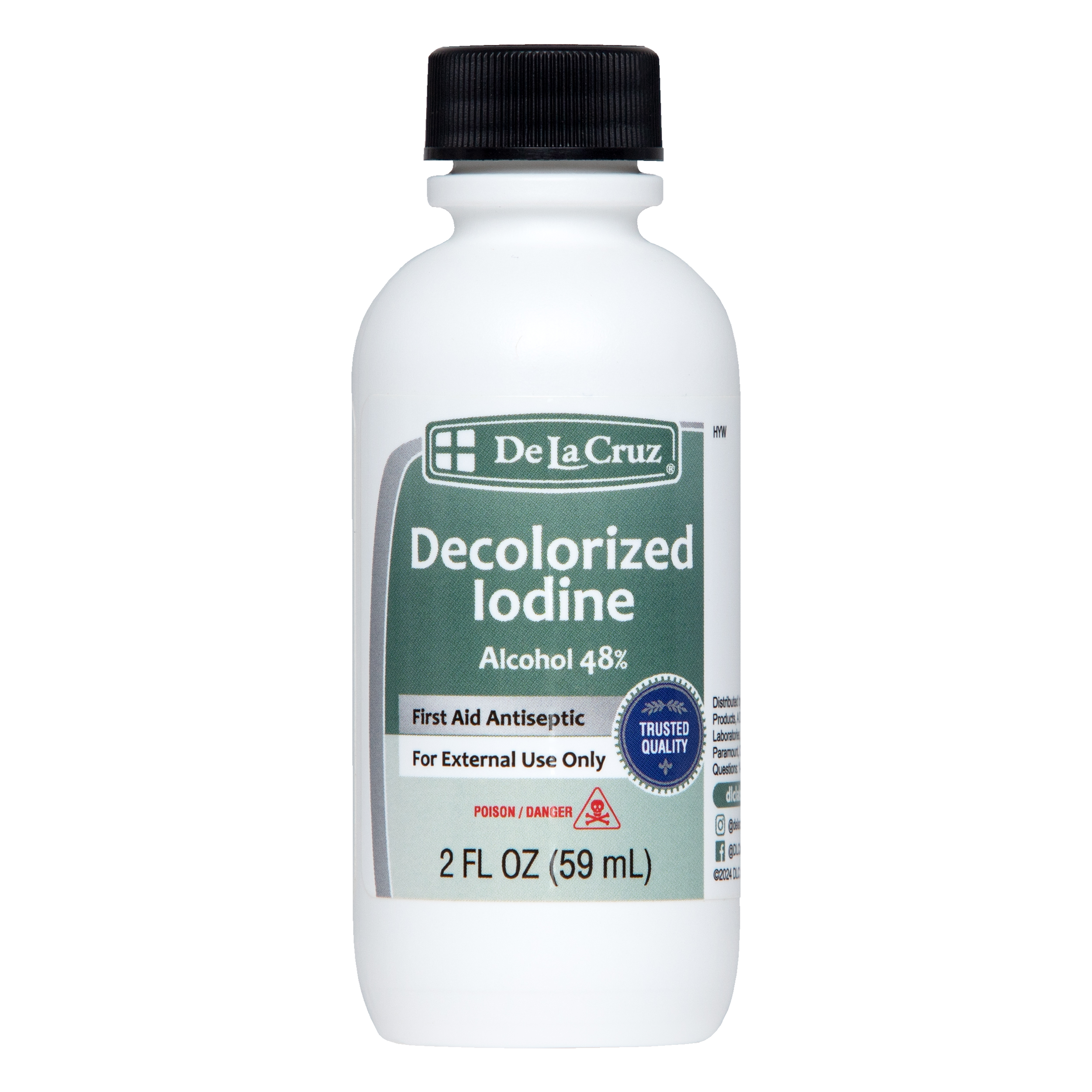 De La Cruz® Decolorized Iodine First Aid Antiseptic 2 FL. OZ. (60mL)