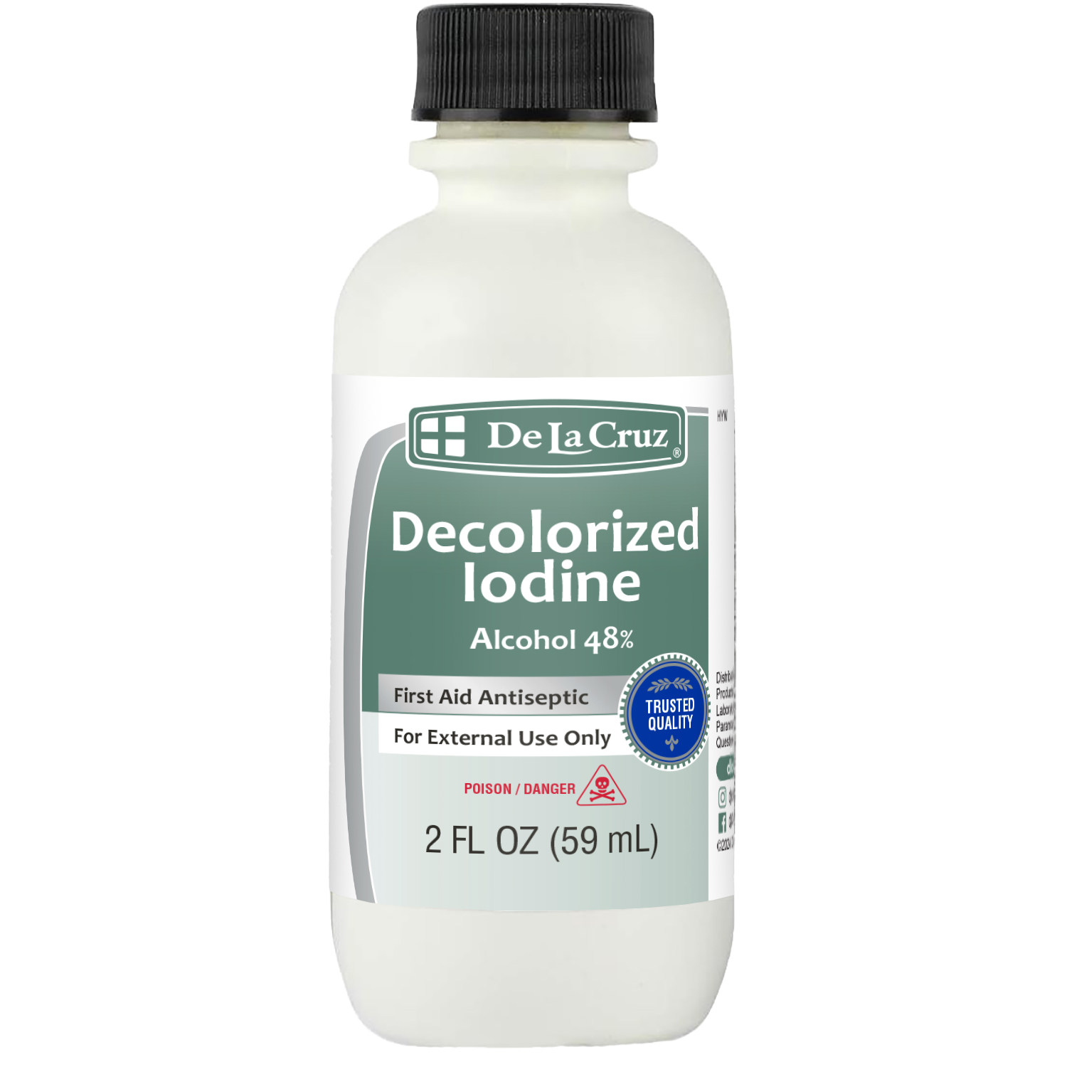 De La Cruz® Decolorized Iodine First Aid Antiseptic 2 FL. OZ. (60mL)