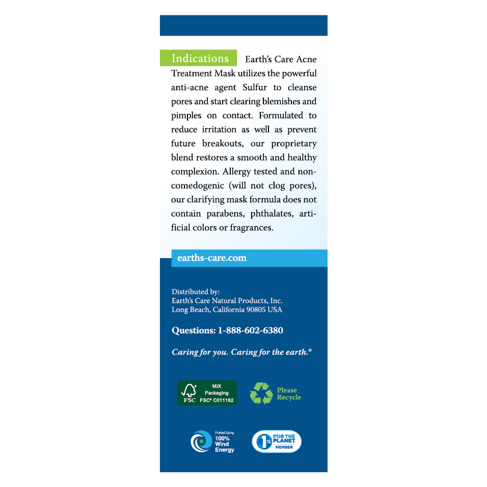 Earth’s Care® Acne Treatment Mask 5% Sulfur 2.5 OZ (71 g)