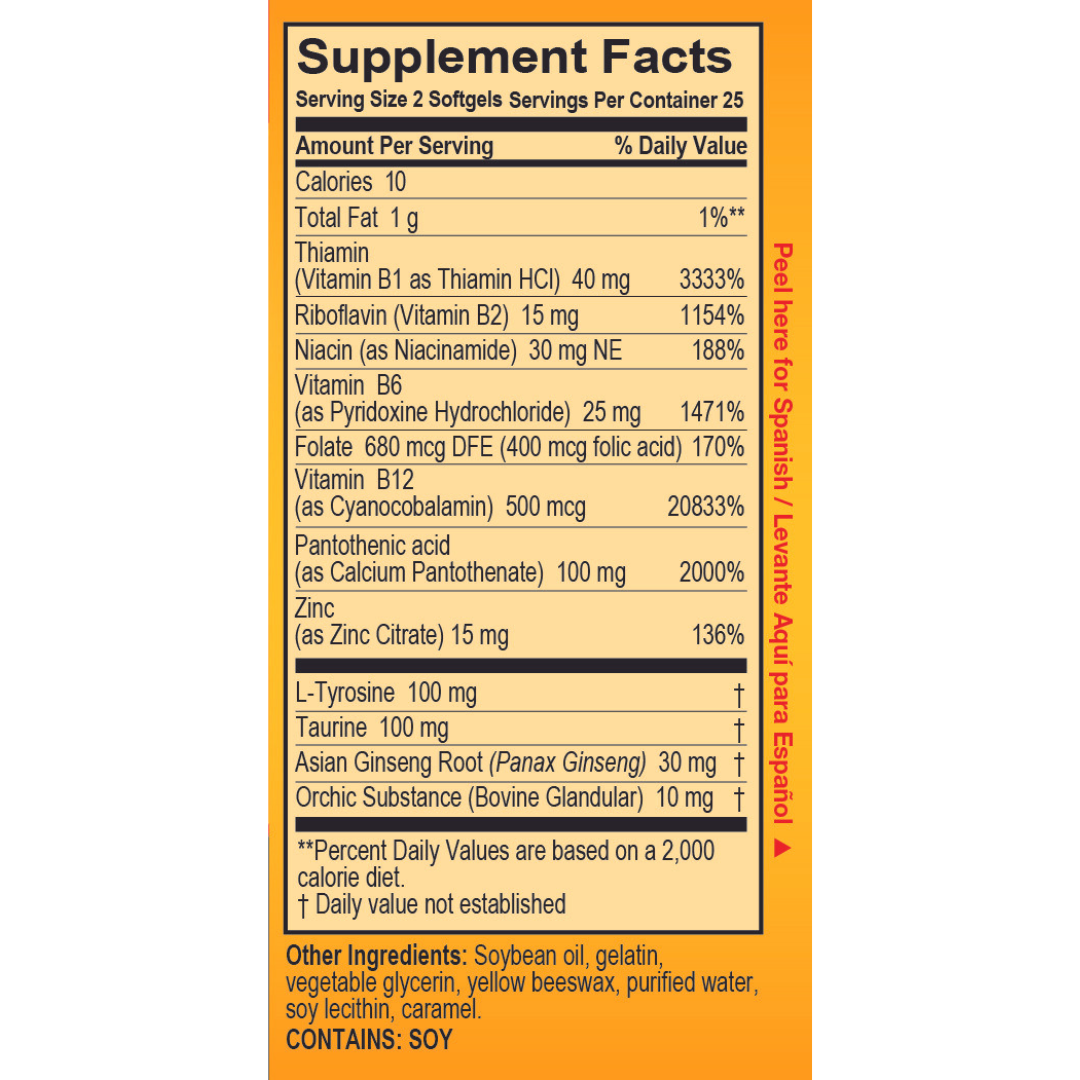 Super Macho® Dietary Supplement with High Potency B Vitamins, 50 Softgels